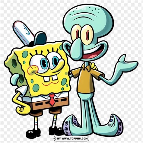 Spongebob And Squidward Smiling Png Toppng