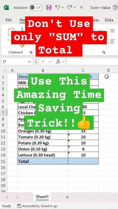 Adding Values With The Sum Function Excelformula Exceltips Exceltricks Newexcel