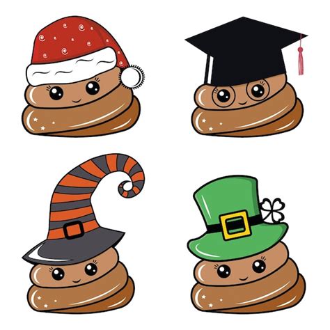 Um Conjunto De Personagens Kawaii Cocô Papai Noel St Patrick Cientista Graduado Bruxa De