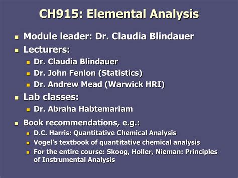 Ppt Ch915 Elemental Analysis Powerpoint Presentation Free Download Id2970518