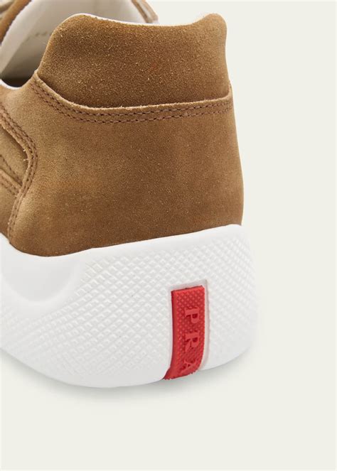 Prada Mens Americas Cup Suede Low Top Sneakers Bergdorf Goodman