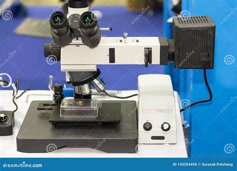 Modern Microscope For Science Laboratory Or Industrial Work Connect