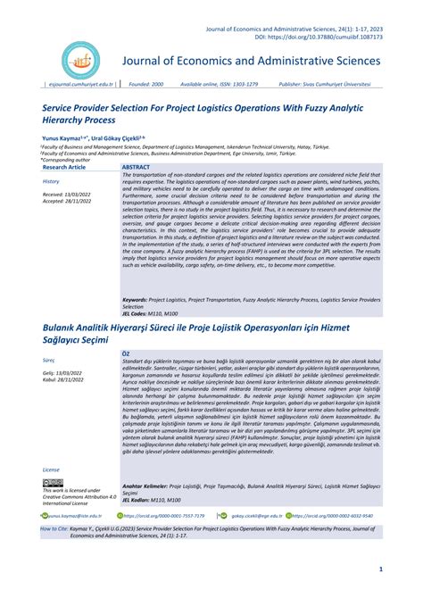 Pdf Service Provider Selection For Project Logistics Operations With Fuzzy Analytic Hierarchy