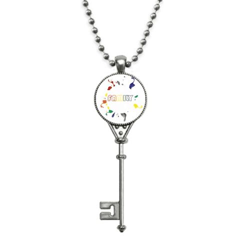 Lgbt Rainbow Flag Faly Art Deco Fashion Pendant Vintage Necklsilver Key