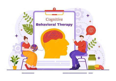 Tcc O Terapia Cognitiva Conductual Ilustración Vectorial Con La Persona Manejar Sus Problemas