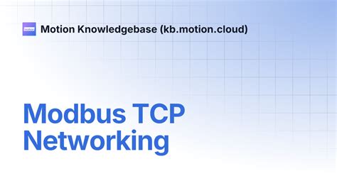 Modbus Tcp Networking Motion Knowledgebase Kbmotioncloud