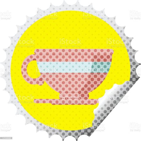 커피 컵 그래픽 벡터 일러스트 레이 션 라운드 스티커 스탬프 0명에 대한 스톡 벡터 아트 및 기타 이미지 0명 마실 것 만화 Istock