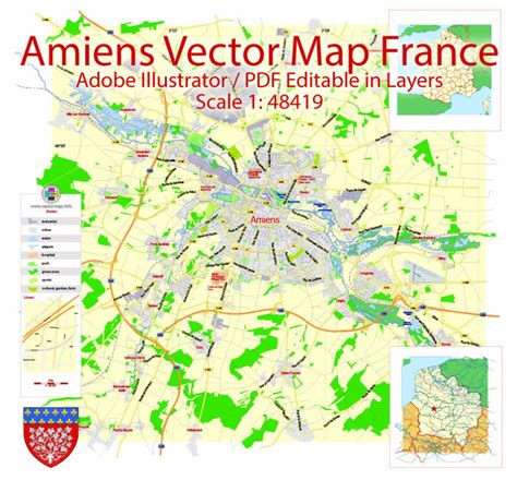 Amiens France Printable Vector Street City Plan Map Full Editable