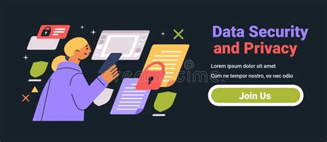 Data Security And Privacy Concept Colorful Illustration Of A Person