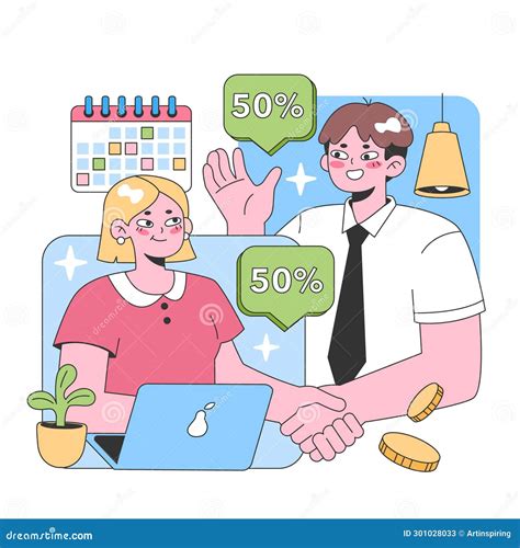 Collaborative Business Success Royalty Free Cartoon