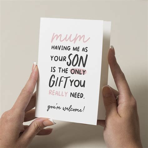 Funny Mothers Day Card Mother And Son Mothers Day Card Joke Mothers