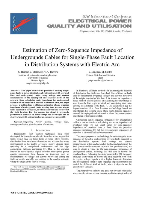 Pdf Estimation Of Zero Sequence Impedance Of Undergrounds Cables For Single Phase Fault