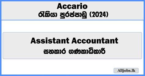 Assistant Accountant Australian Finance Accario Job Vacancies 2024