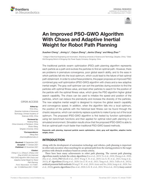 Pdf An Improved Pso Gwo Algorithm With Chaos And Adaptive Inertial