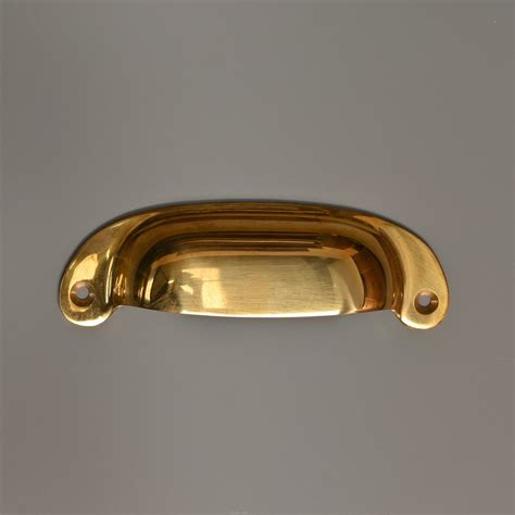 Polished Solid Brass Cup Pull Bin Drawer Cupboard Door Pull Etsy