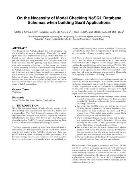 Pdf On The Necessity Of Model Checking Nosql Database Schemas When Building Saas Applications