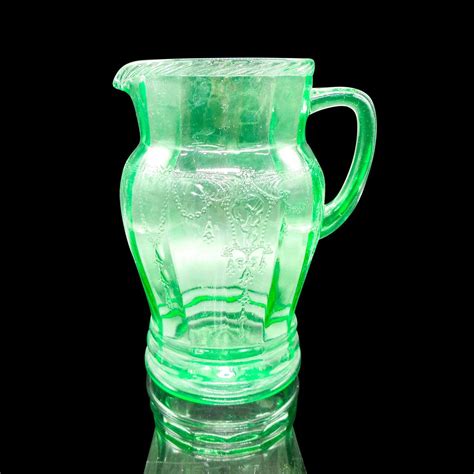 At Auction Vintage Green Depression Glass Pitcher