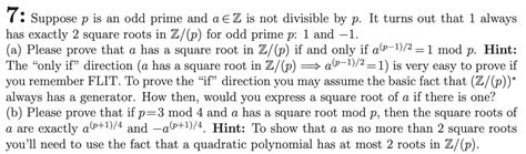 Solved 7 Suppose P Is An Odd Prime And AZ Is Not Divisible Chegg Com