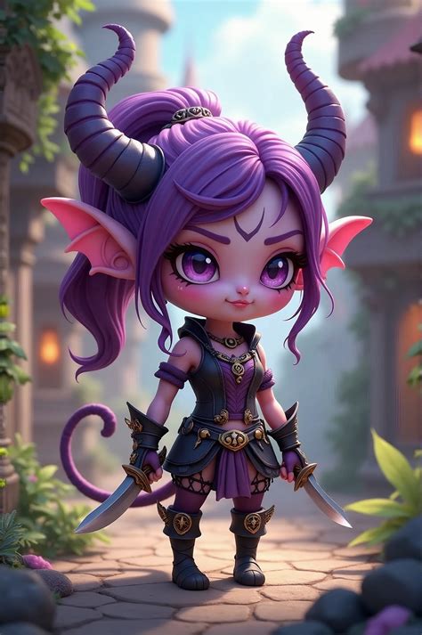 Isometric 3d Render Jrpg Style Character Female Tiefling Rogue