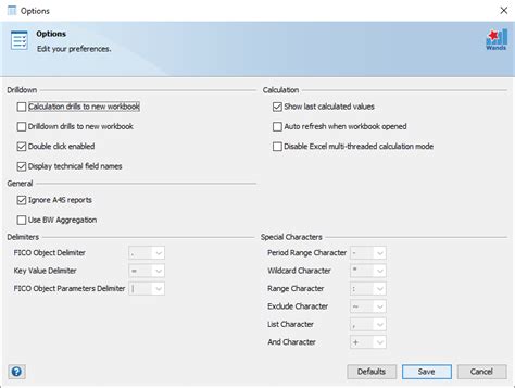 Reports Wand User Options Wands For Sap
