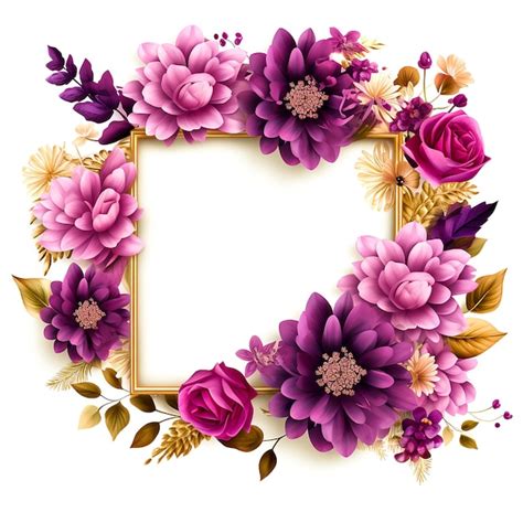 Premium Ai Image Square Floral Frame With Watercolor Flowers Border