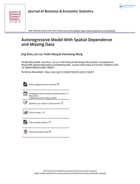 PDF Autoregressive Model With Spatial Dependence And Missing Data