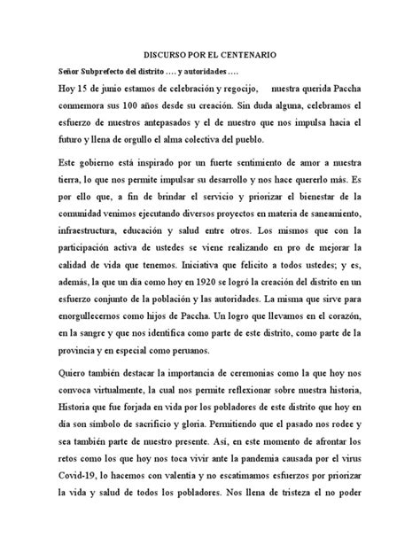Discurso Por El Centenario Pdf