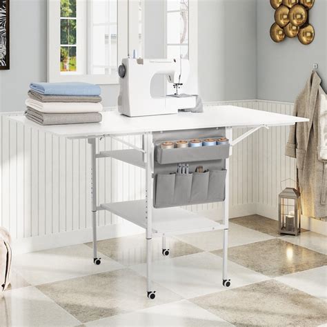 Craft Table With Storage Shelves Mobile Folding Cutting Table For Home