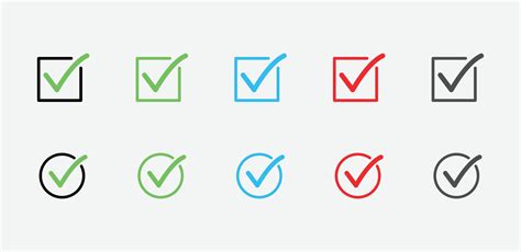 Check Mark Icons Set Of Check Marks Green Tick Yes Or No Accept And