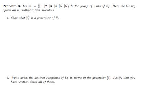 Solved Let U7 1 2 3 4 5 6 Be The Group