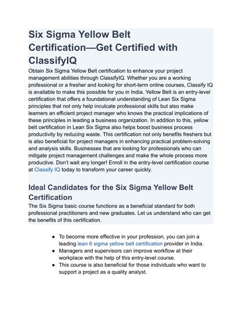 Ppt Get Six Sigma Yellow Belt Certification Online Classifyiq