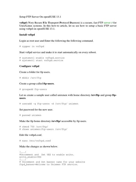 Setup Ftp Server On Opensuse 131 Pdf File Transfer Protocol