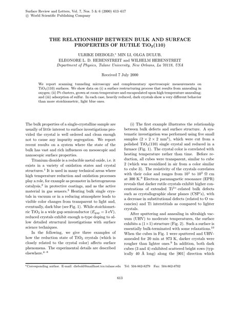 Pdf The Relationship Between Bulk And Surface Properties Of Rutile Tio2 110