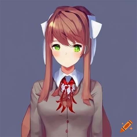 Digital Artwork Of Monika From Doki Doki Literature Club On Craiyon