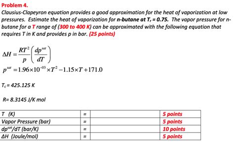 Solved Problem 4 Clausius Clapeyron Equation Provides A