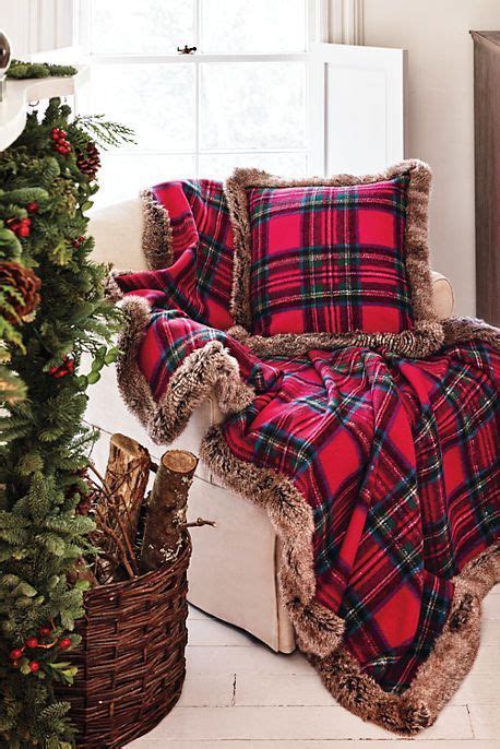 Cozy Up By The Fire In Our Plaid Knit Throw With Faux Fur Trim Plaid