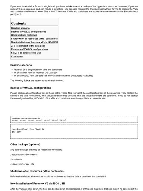 Zfs Pool Import Proxmox Single Host Reinstall Without Full Backup Thomas Krenn Wiki En Pdf
