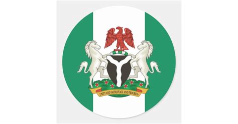 Nigerian Flag And Coat Of Arms Flag Of Nigeria Classic Round Sticker Zazzle
