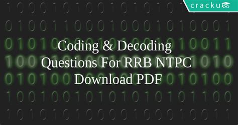 Coding And Decoding Questions For Rrb Ntpc Pdf Cracku