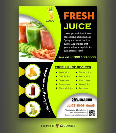Fruit Juice Shop Flyer Template Gec Designs