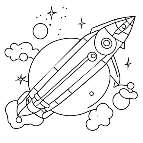 Spacecraft Vector Illustration Line Art Premium Ai Generated Vector