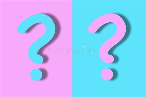 Two Question Marks In The Colors Of Light Blue And Pink Stock