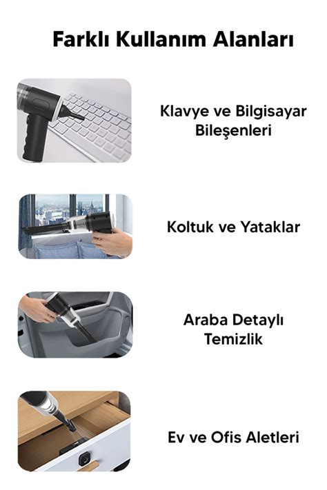 Arfseb Taşınabilir Kablosuz Elektrikli El Süpürgesi Ev Ofis Araba Klavye Temizliği İçin