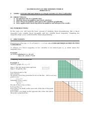 MMW Module Linear Programming Inequalities Two Variable Pdf MATHEMATICS IN THE MODERN