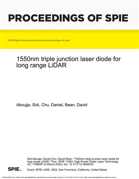 Pdf 1550nm Triple Junction Laser Diode For Long Range Lidar
