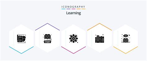 Learning 25 Glyph Icon Pack Including Learning Document Online Data Science 19696429 Vector
