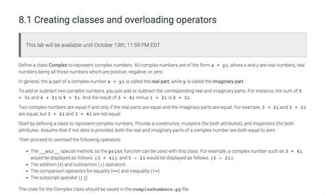 Solved 81 Creating Classes And Overloading Operators This Lab Will
