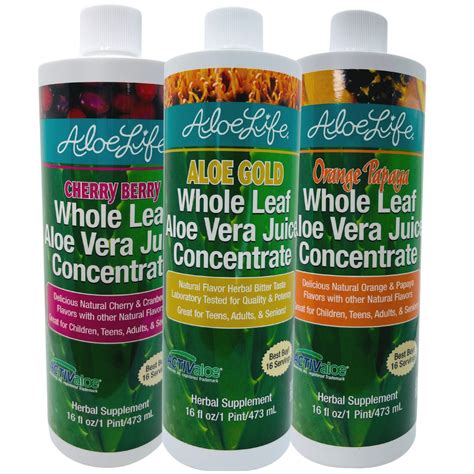 Aloe Life Whole Leaf Aloe Vera Juice 4x Concentrates Variety Pack 15