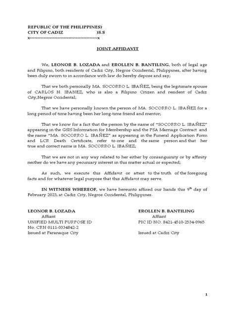 Affidavit Of Same Persons Pdf Affidavit Civil Law Common Law