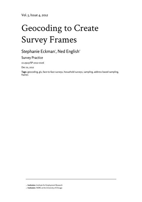 PDF Geocoding To Create Survey Frames